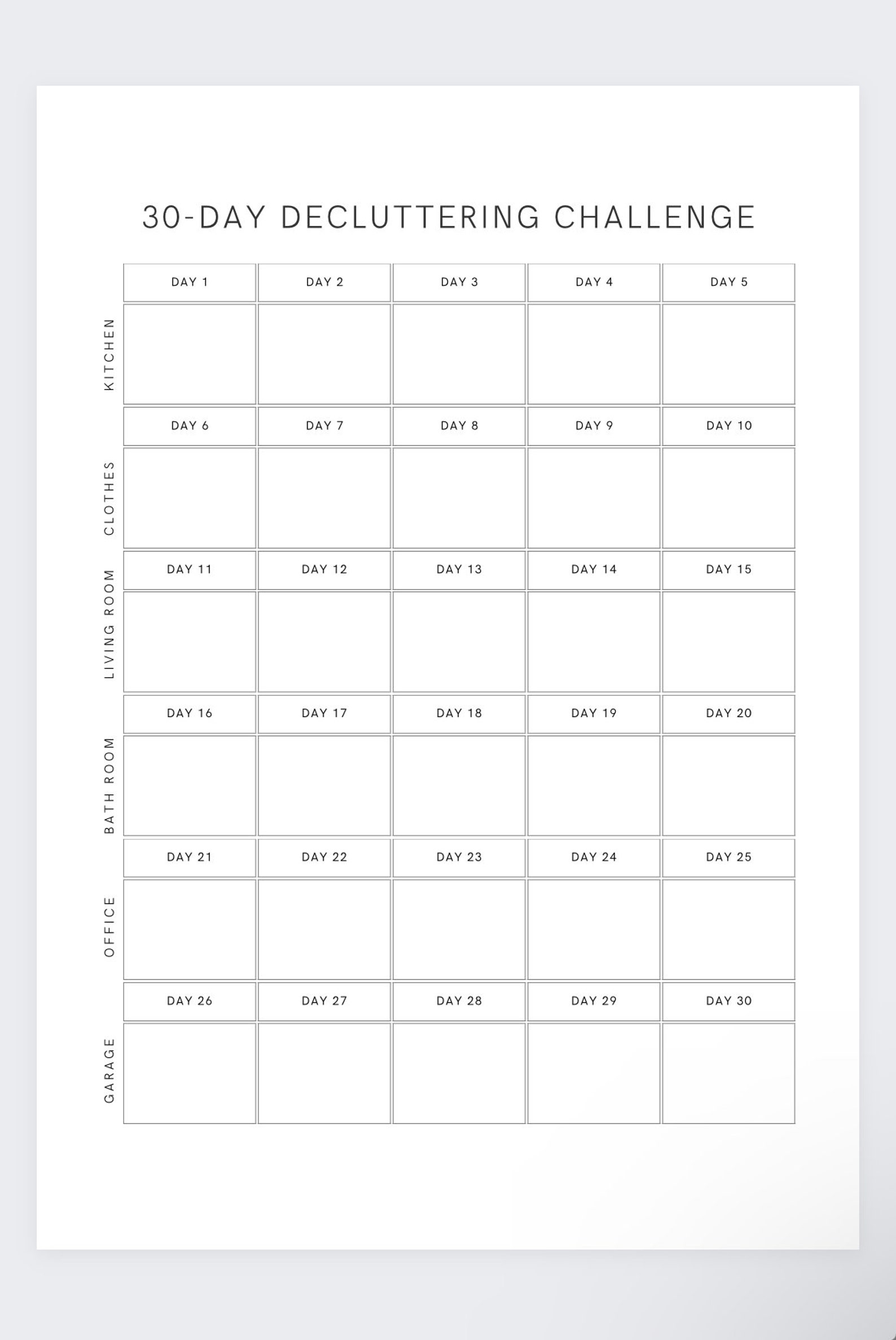 30 Day Declutter Challenge,cleaning Planner Schedule,de Clutter Your ...
