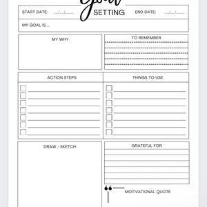 Goal Setting Template, Resolutions,organizer Pages,goal Setting,goal Tracker,goal Planning ...