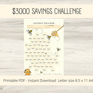 Honey Bee Savings Challenge, Saving Bundle,saving Fund,saving Money ...