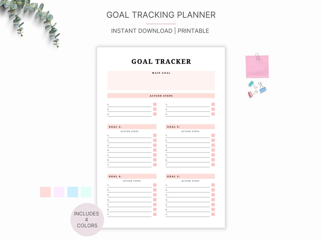 Goal Tracking Planner L Printable - Etsy