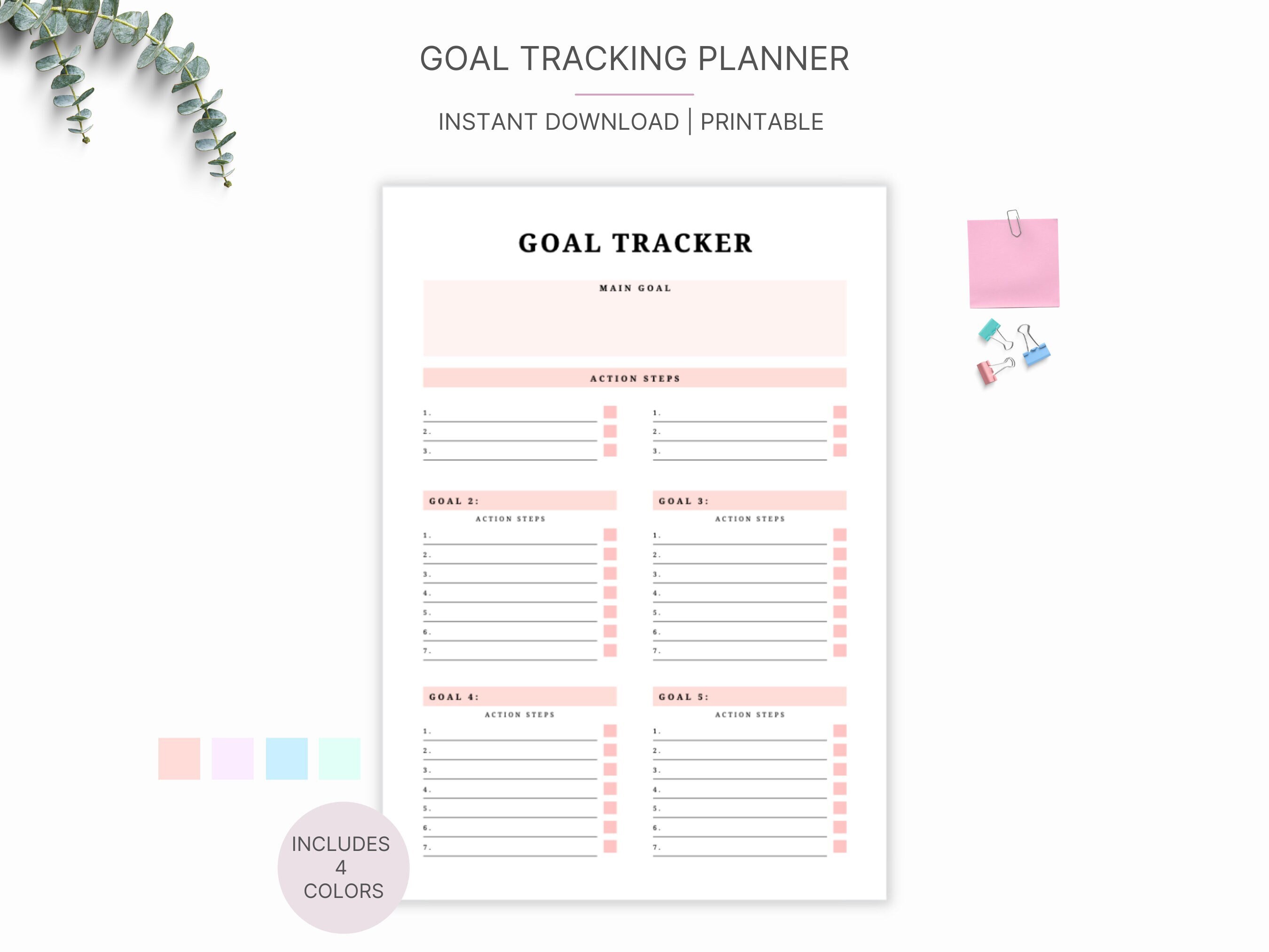 Goal Tracking Planner L Printable - Etsy