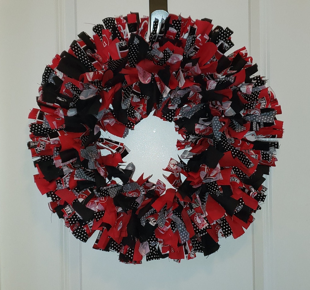 Rag Wreath Made With Licensed University of Alabama Fabric - Etsy
