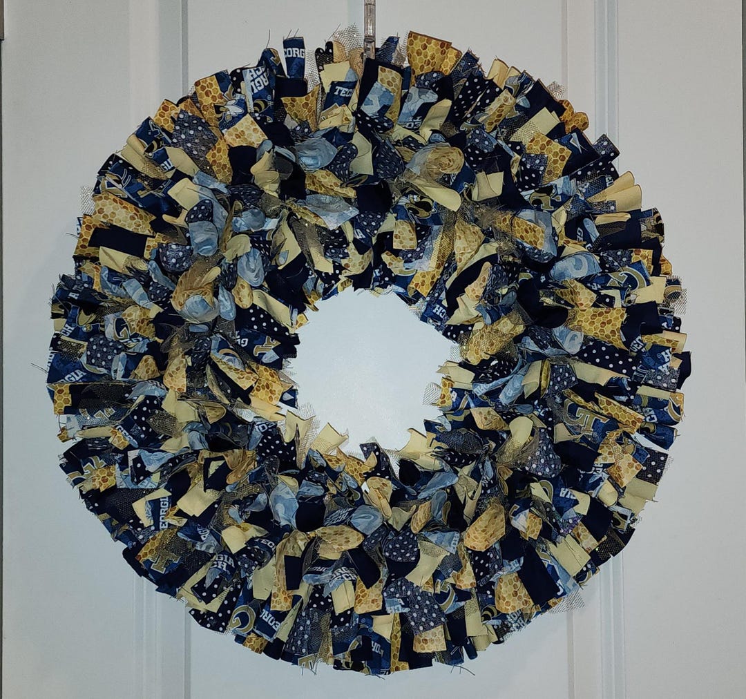 Rag Wreath Made With Licensed Georgia Tech Fabric - Etsy