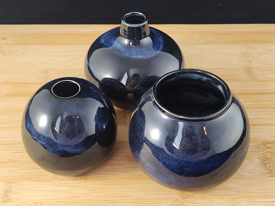 Porcelain Vases 3 Piece Set, Centerpiece Bud Vases, Galaxy Glaze ...