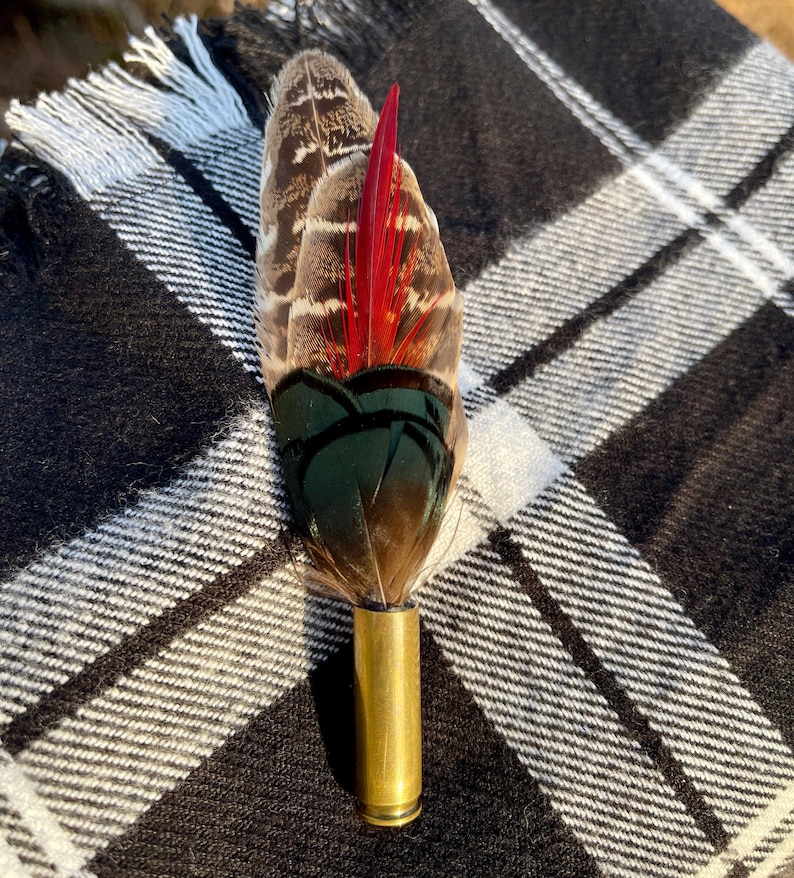 Pheasant Feather Lapel Pin: Recycled Brass & Silver Wedding Groom Pin ...