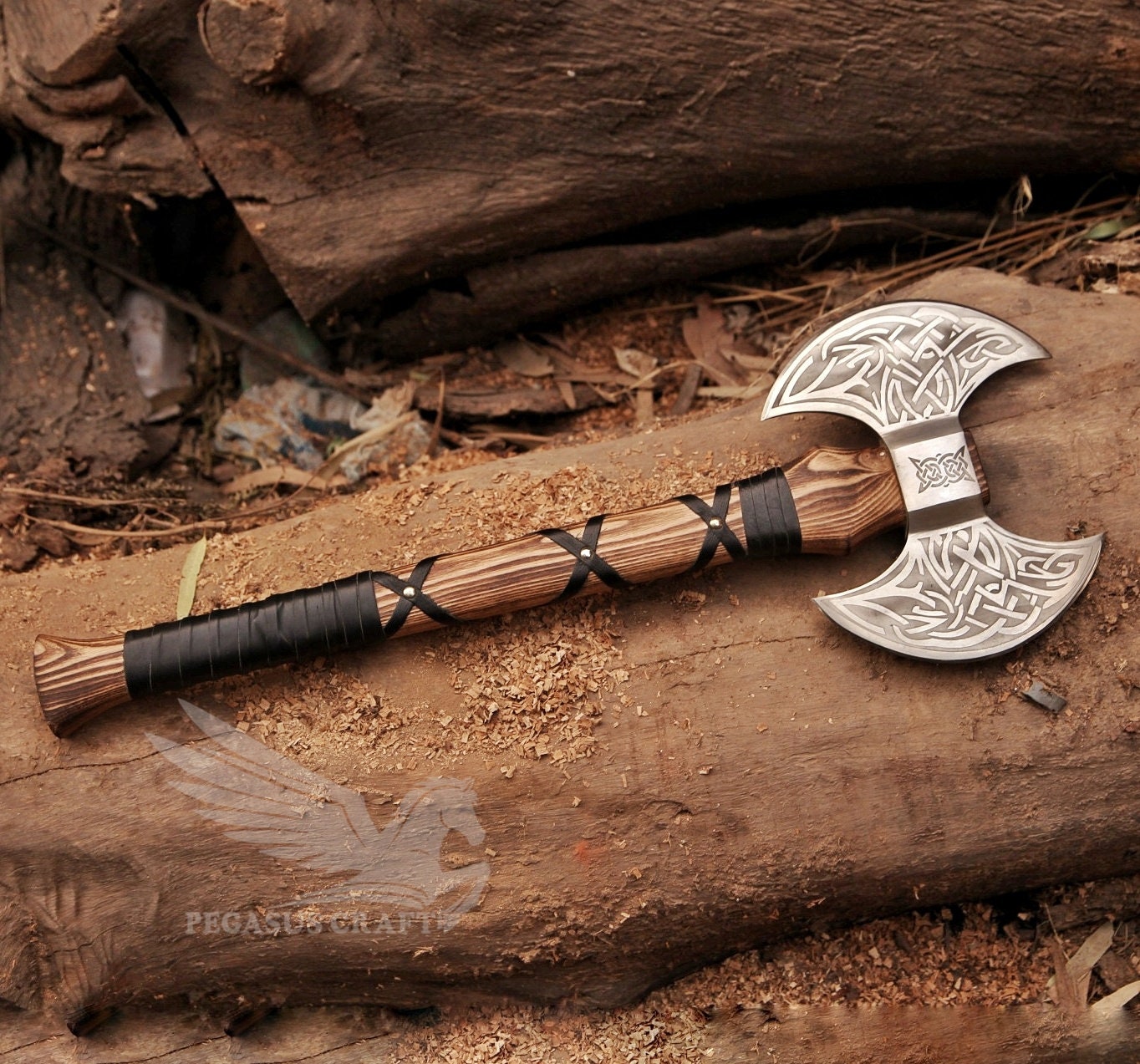 Beautiful Custom Handmade Viking Axe With Leather Sheath Tools Craft ...