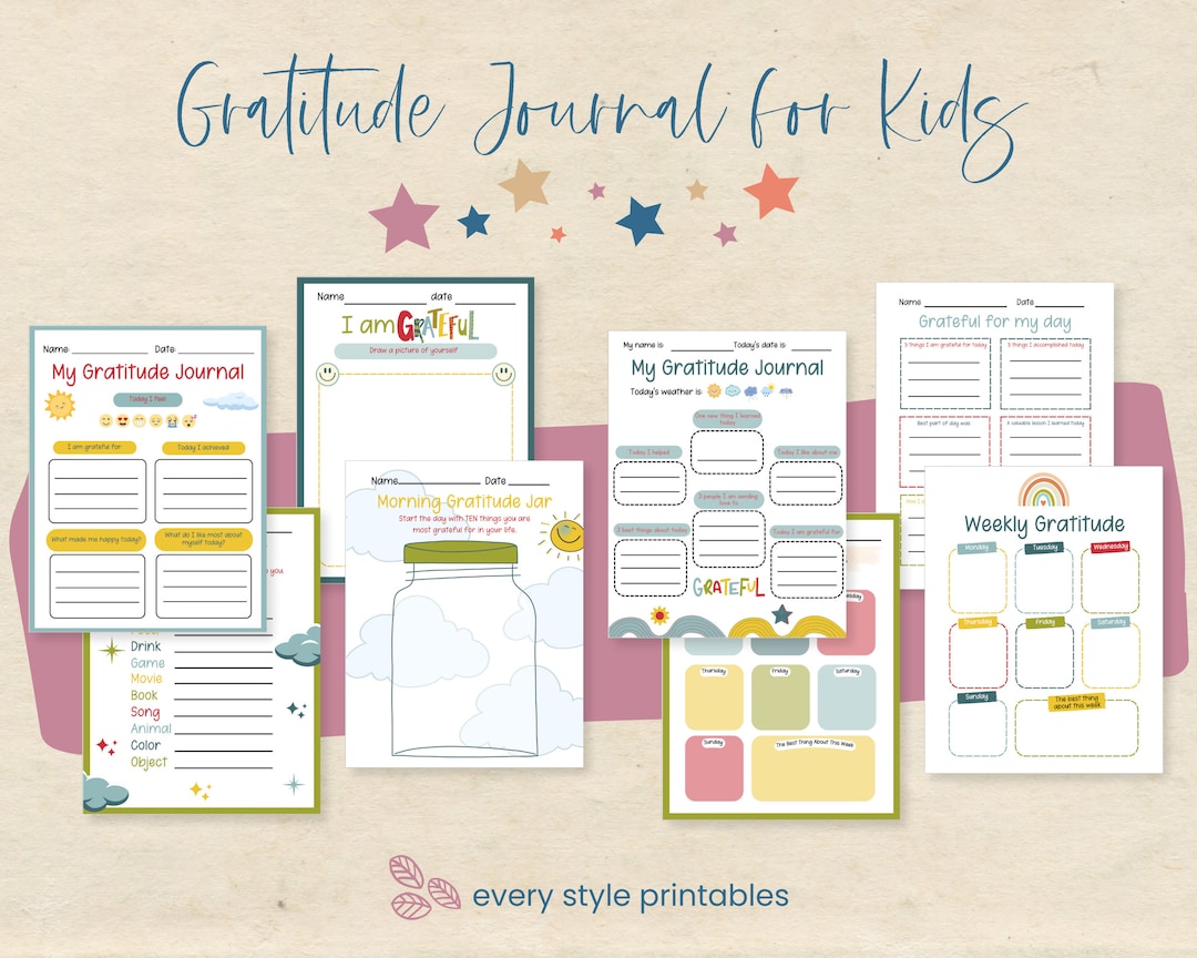 Printable Gratitude Journal for Kids, Kid's Daily Journal, Printer ...