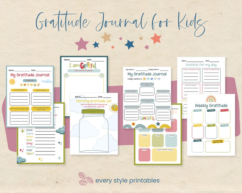Printable Gratitude Journal for Kids, Kid's Daily Journal, Printer ...