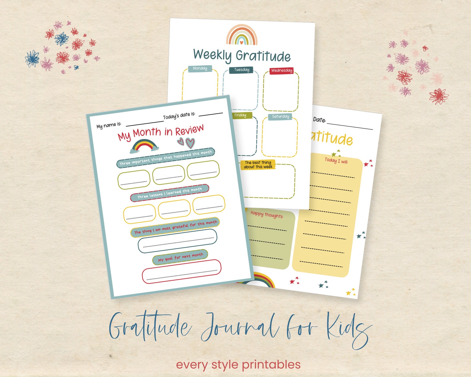 Printable Gratitude Journal for Kids, Kid's Daily Journal, Printer ...