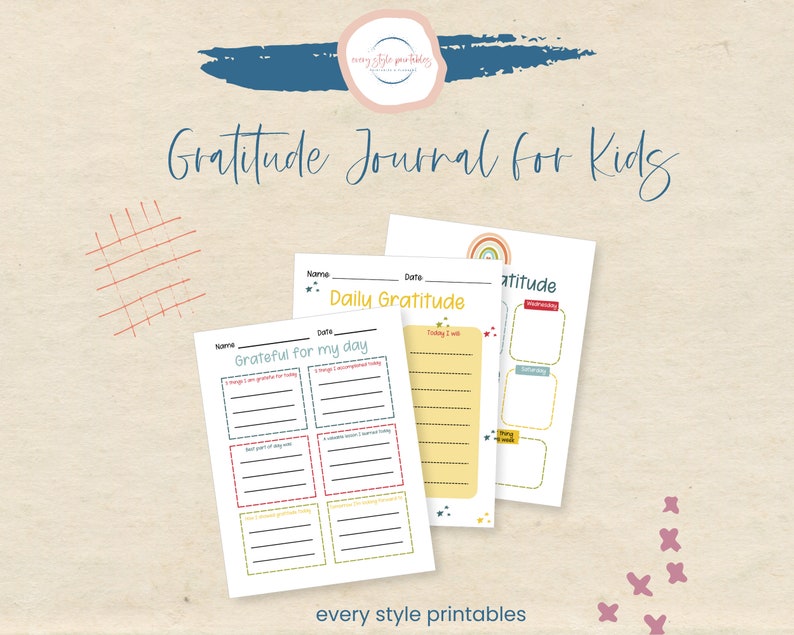 Printable Gratitude Journal for Kids, Kid's Daily Journal, Printer ...