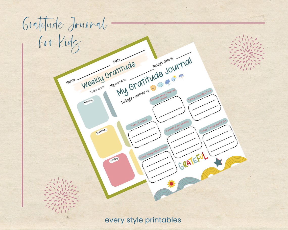 Printable Gratitude Journal for Kids, Kid's Daily Journal, Printer ...