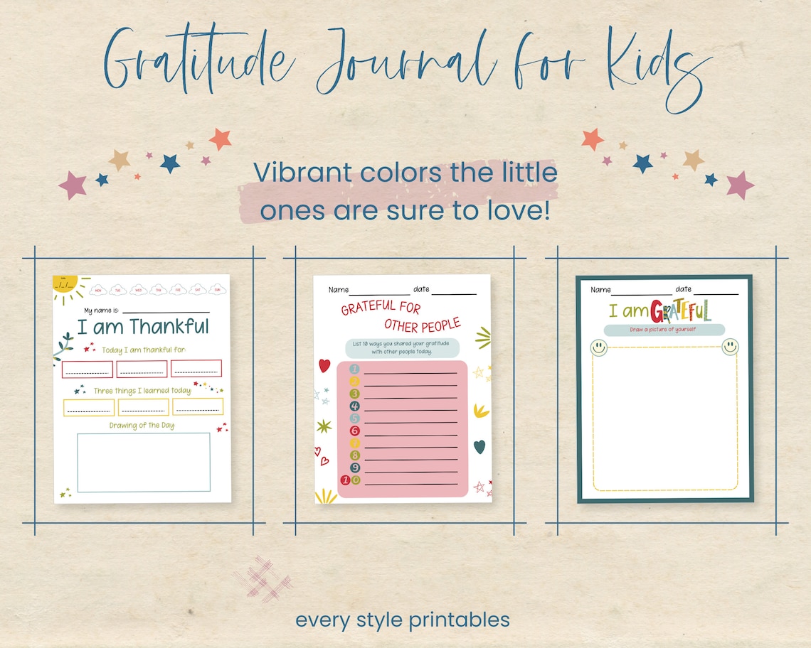 Printable Gratitude Journal for Kids, Kid's Daily Journal, Printer ...