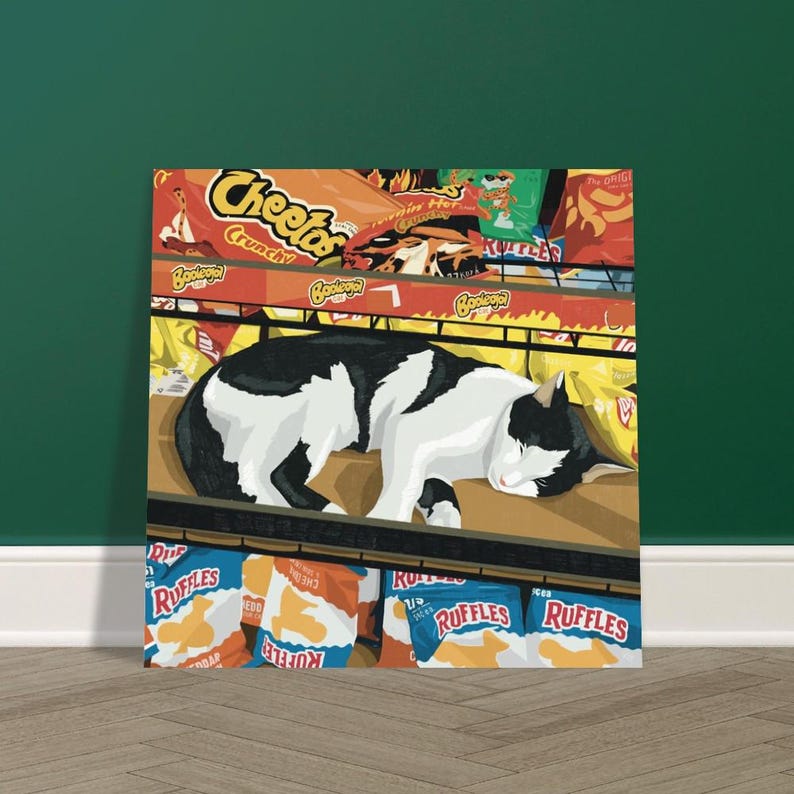 Bodega Cat Fine Art Print, Cozy Sleepy Cat Illustration, Perfect Gift ...