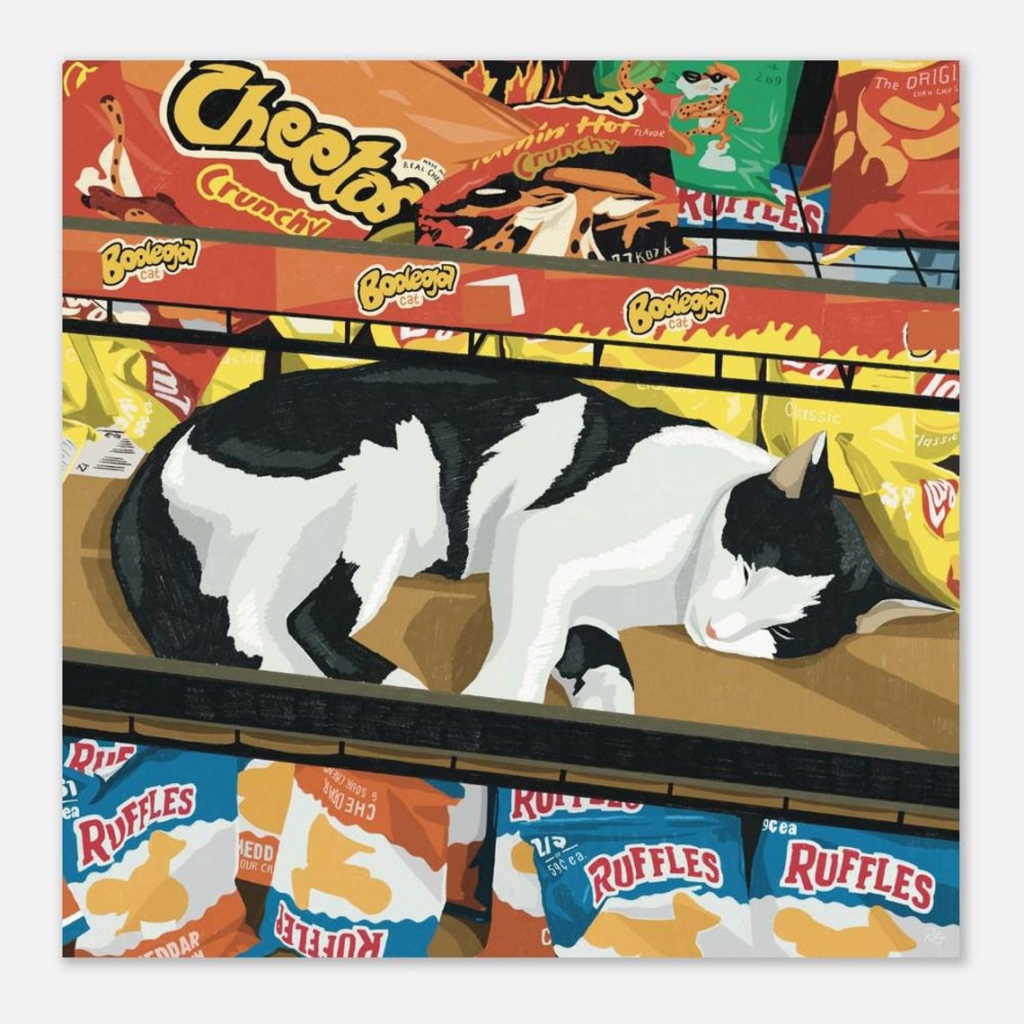 Bodega Cat Fine Art Print, Cozy Sleepy Cat Illustration, Perfect Gift ...