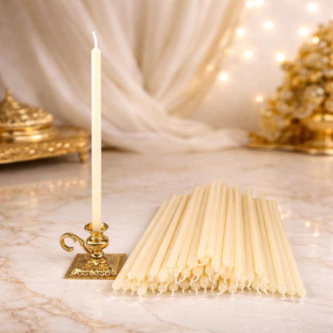 White Thin Taper Candles / Dripless / 100% Pure Beeswax / DANSK Candles ...