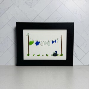 Sea Glass Art: Clothesline & Bird, Framed Beach Decor (5x7) - Etsy
