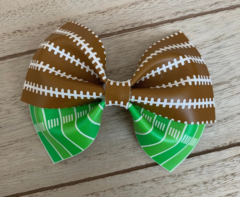 Football Stitching/football Field Hair Bows - Etsy