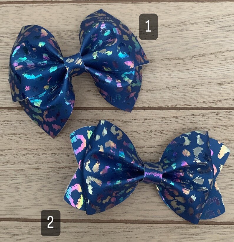 Blue Leopard Rainbow Iridescent Hair Bows - Etsy