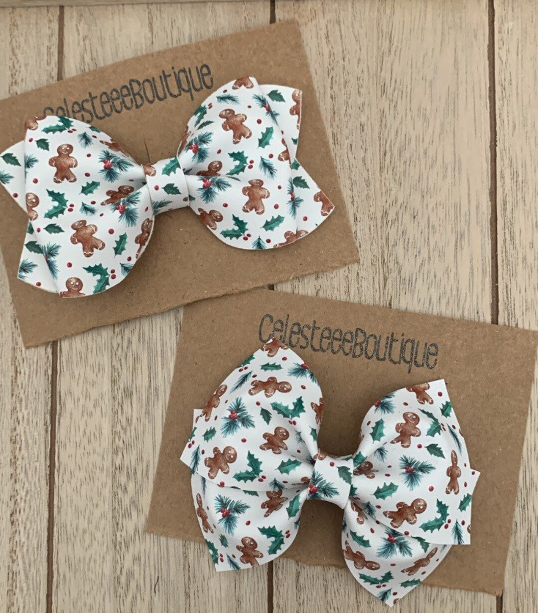Gingerbread and Mistletoe Hair Bows - Etsy