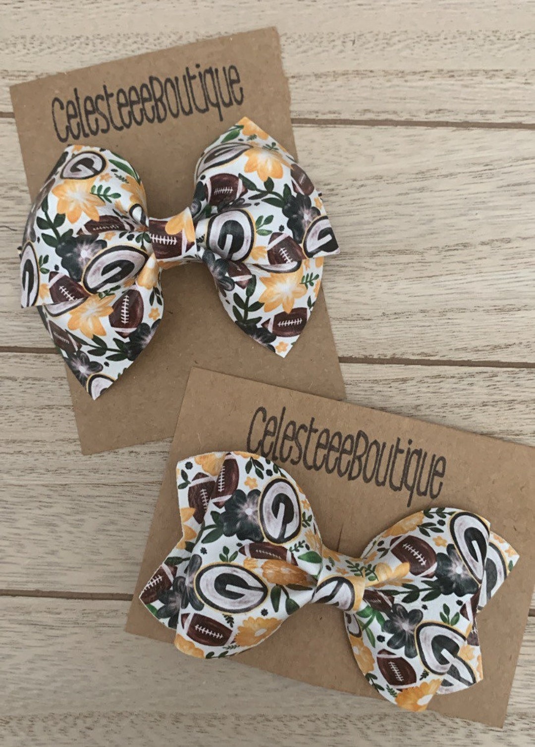 Green Bay Packers and Flowers Inspired Hair Bows - Etsy