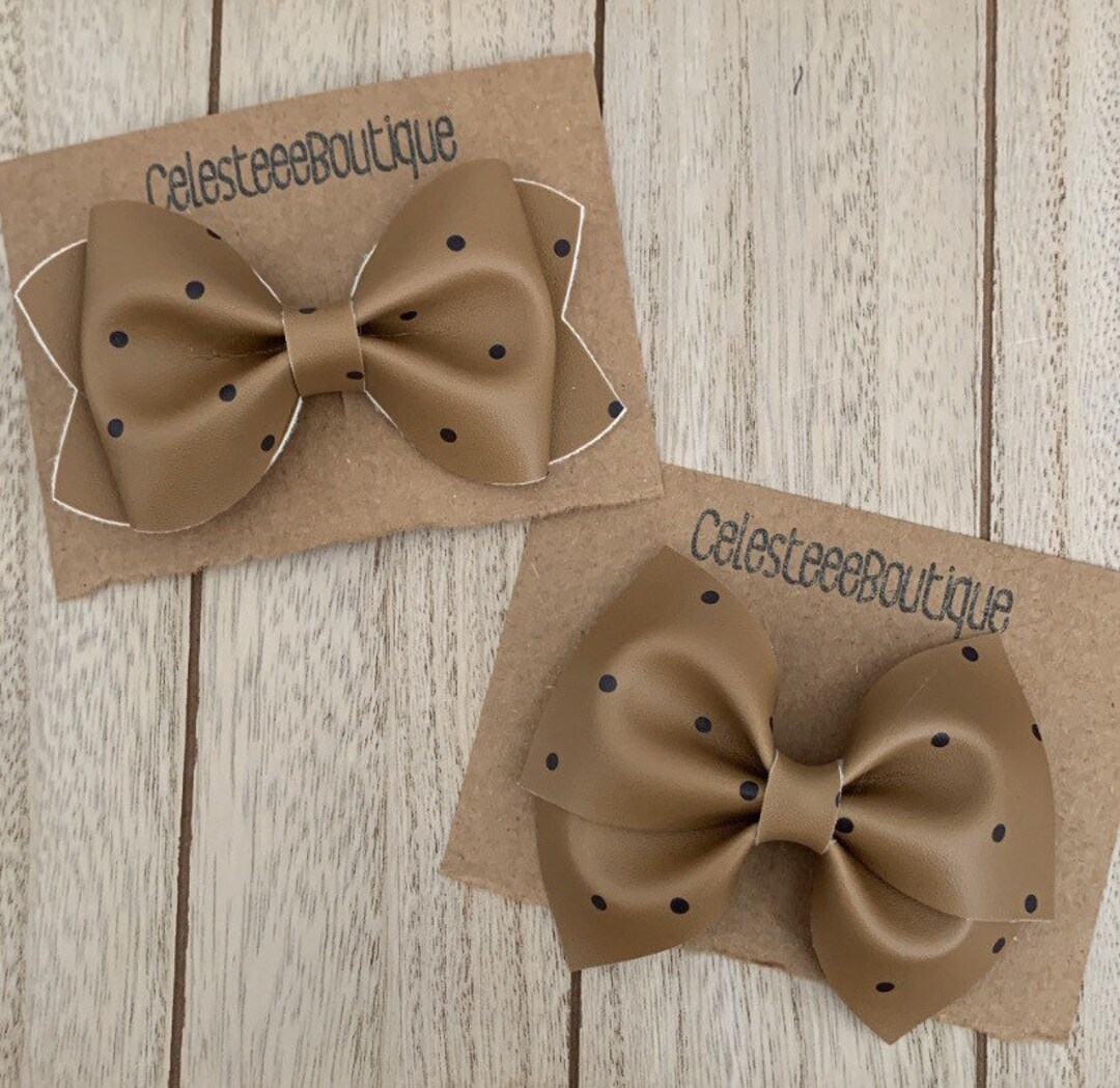Brown With Black Dots Hair Bows - Etsy
