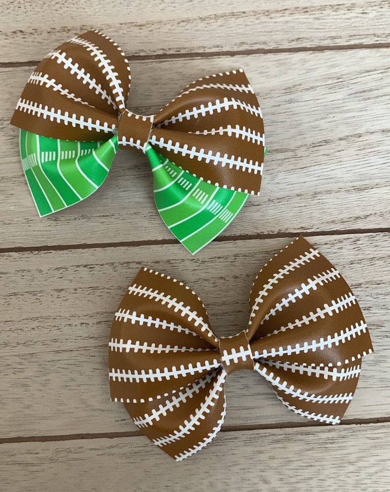 Football Stitching/football Field Hair Bows - Etsy