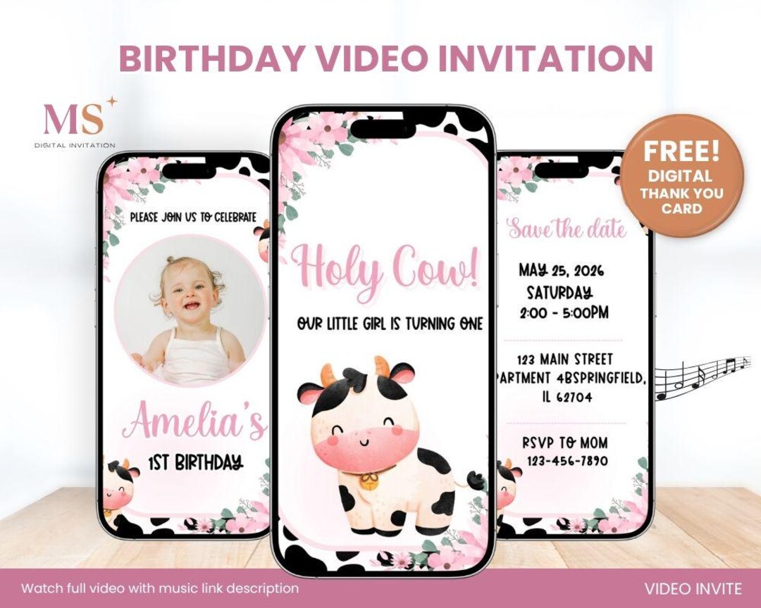 Holy Cow Birthday Video Invitation Template, Holy Cow Birthday ...