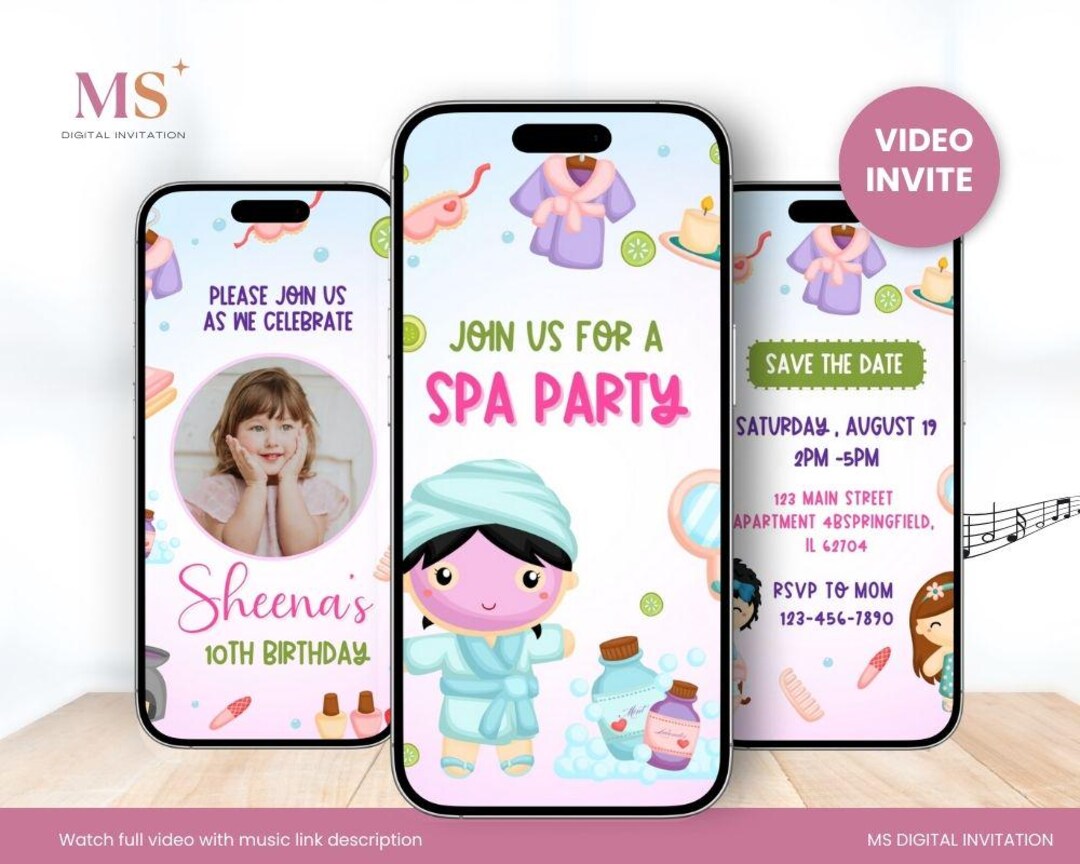 Girls Spa Birthday, Spa Party Birthday Invitation, Pamper Party Invite ...