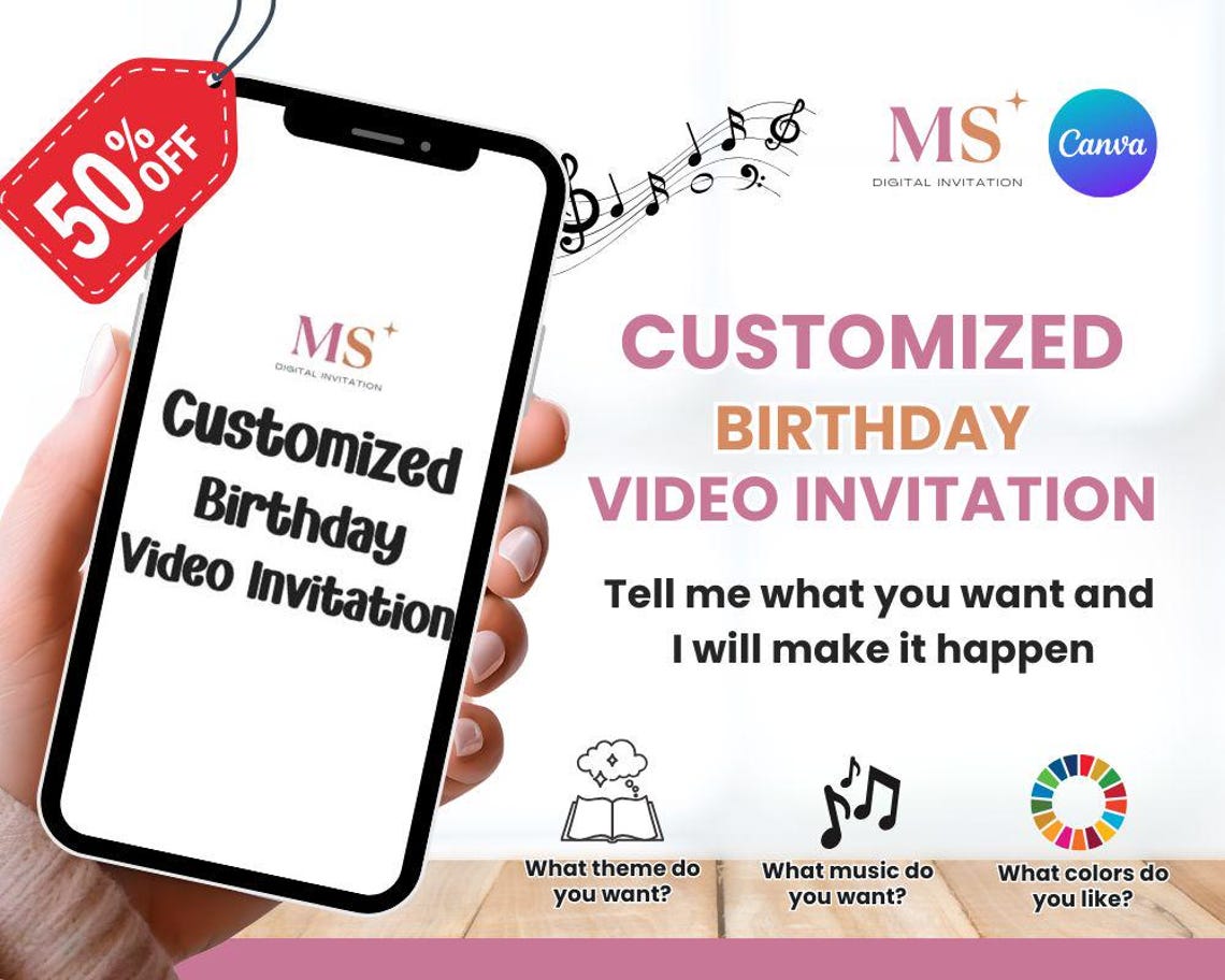 Custom Video Birthday Invitation, Digital Animated Party Invite ...
