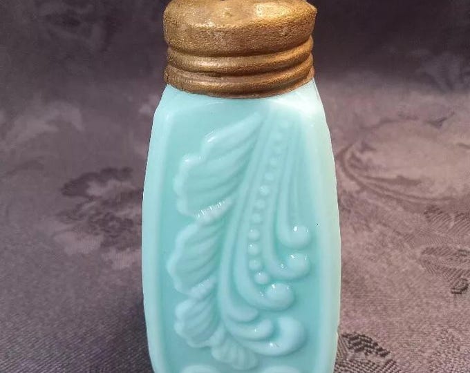 Dithridge Blue Milk Glass "scroll" Square Salt Early American Pattern ...