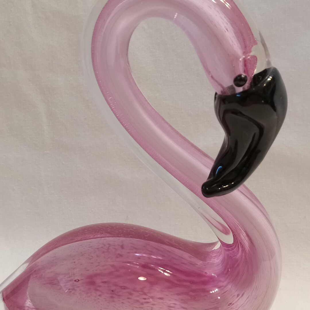 Hand-blown Glass Pink Flamingo Figurine | 6" Tall, 5" Wide - Etsy