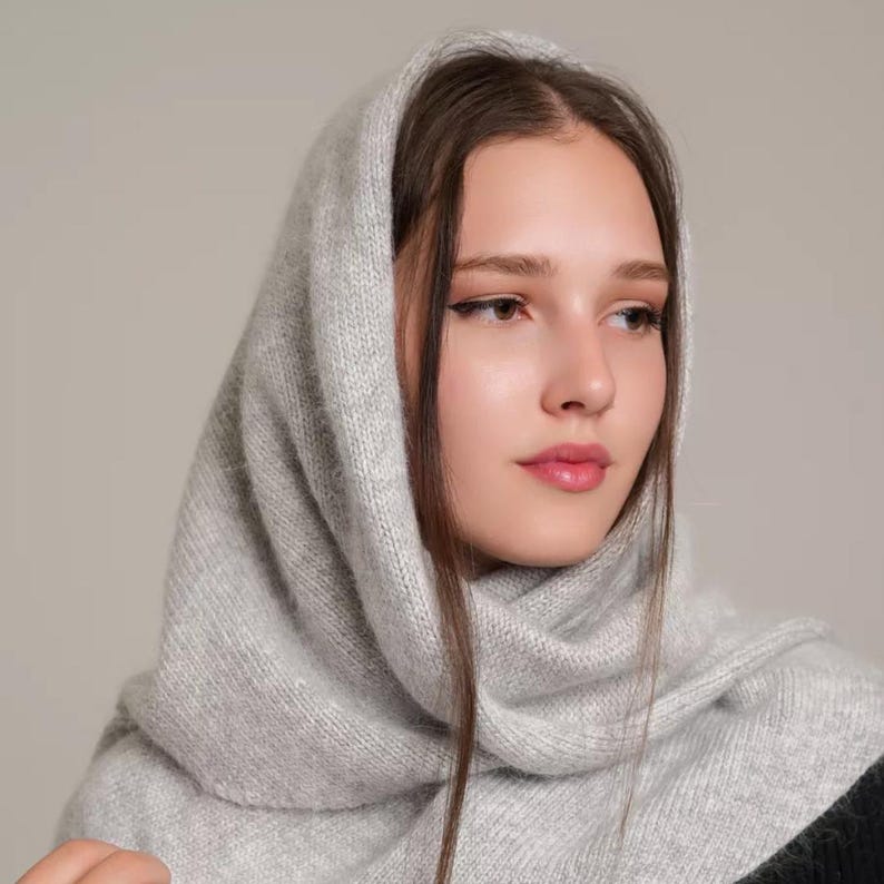 Winter Angora Wool Headscarf Women Knit Head Scarf Kerchief Winter ...