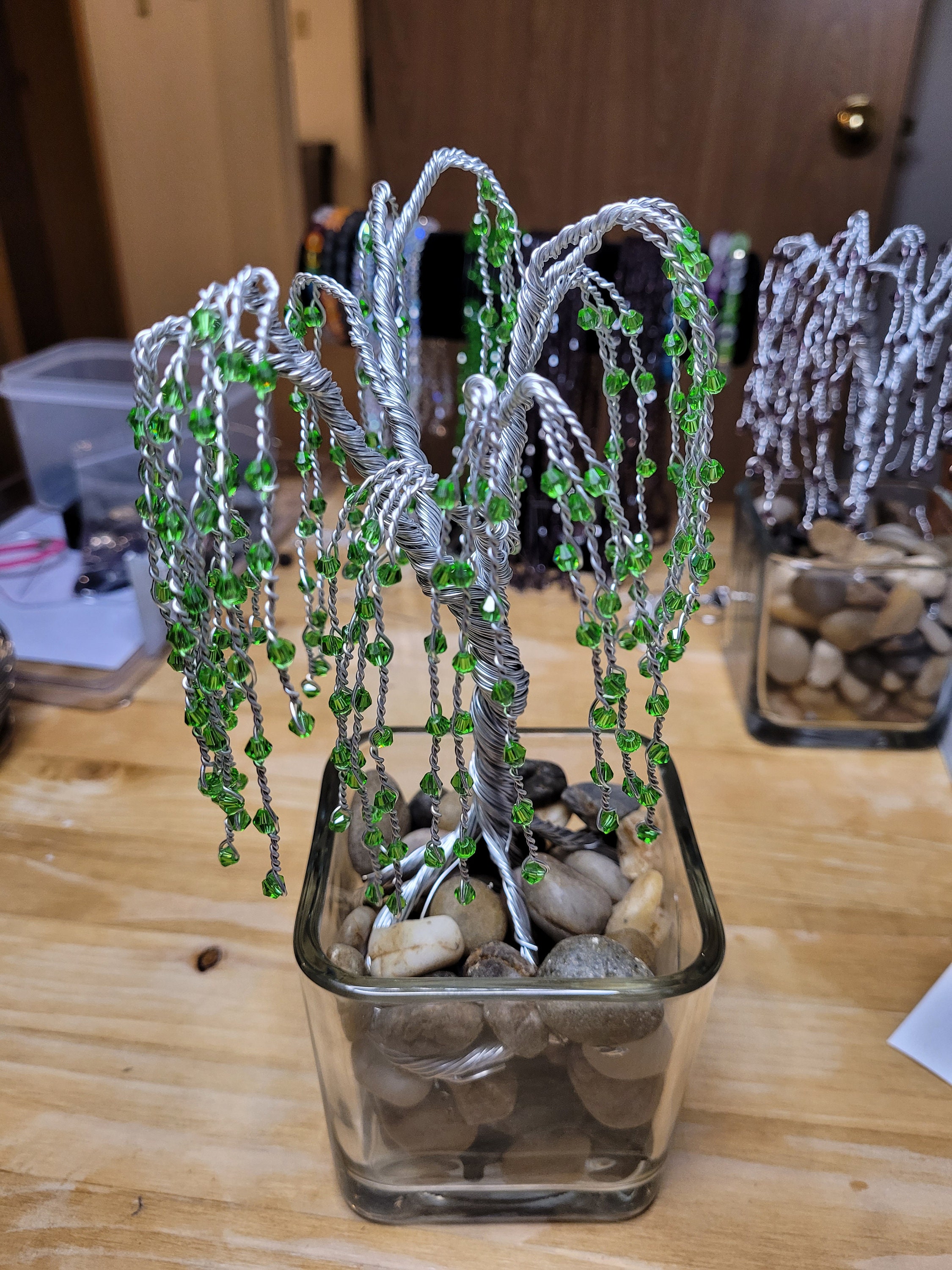 Green Weeping Willow Handmade Wire Tree Sparkly Green Wire - Etsy