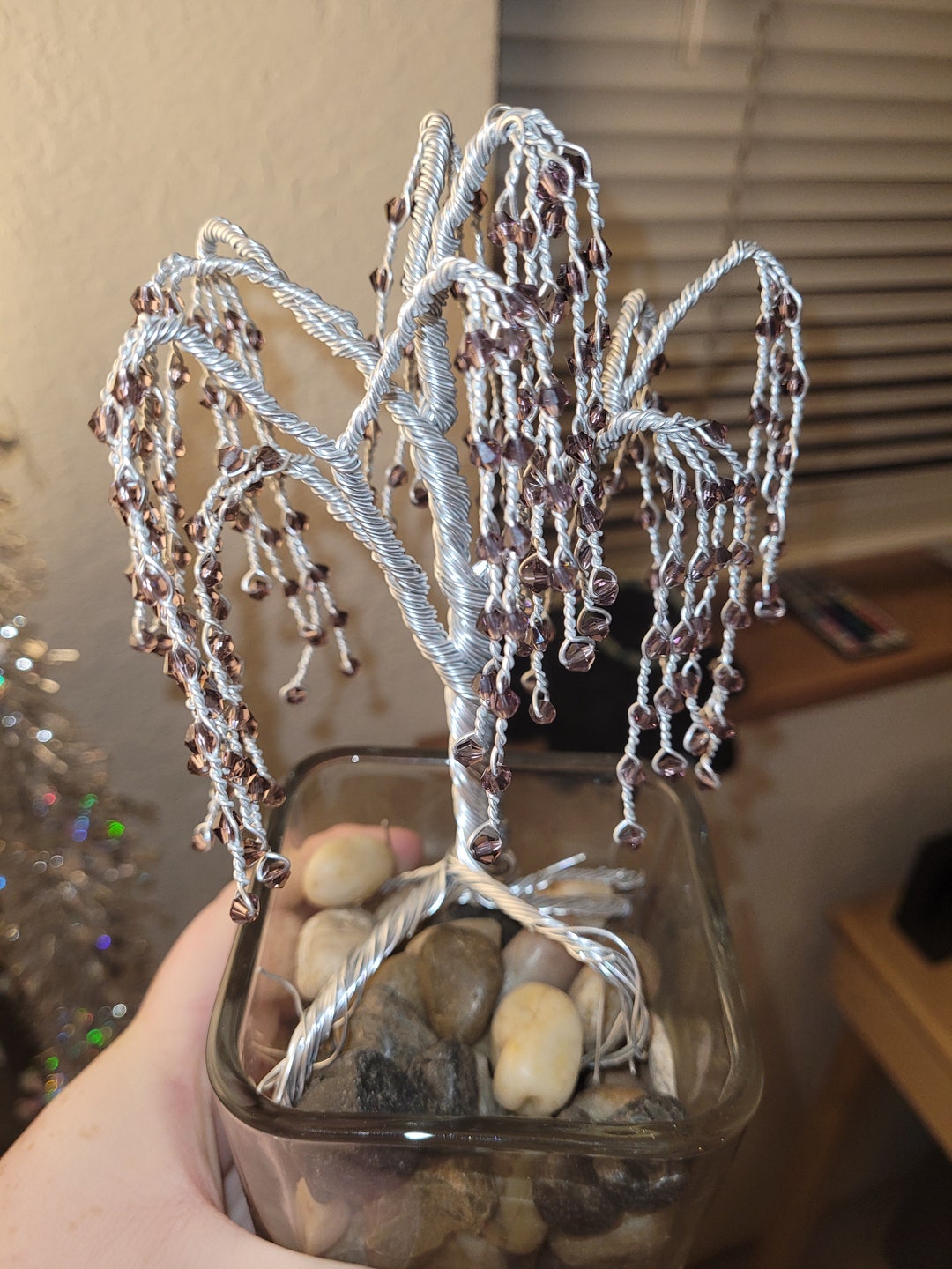 Handmade Wire Weeping Willow, Purple Wire Tree, Wire, Wire Wisteria ...