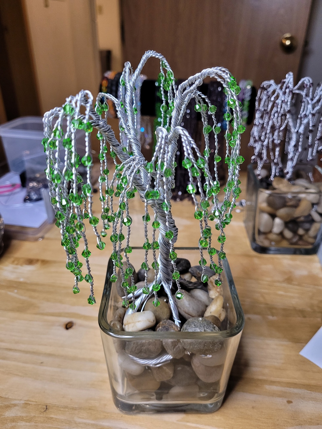 Green Weeping Willow, Handmade Wire Tree, Sparkly Green Wire Tree ...