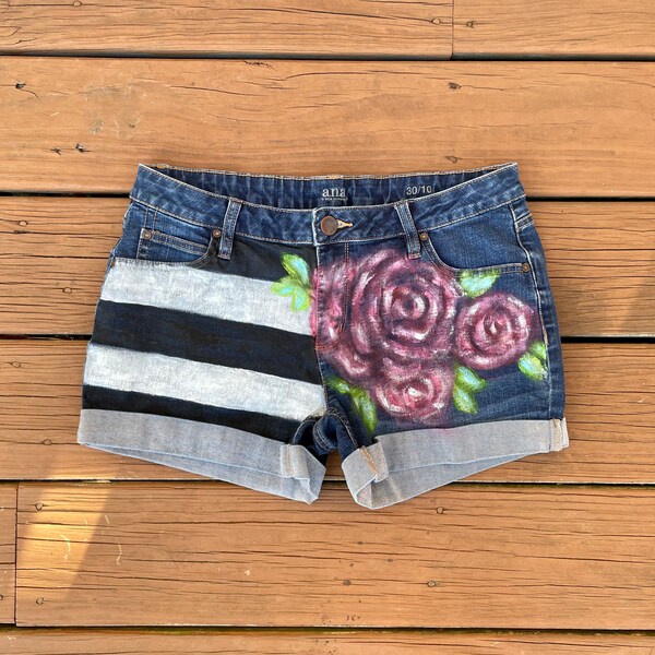Painted Denim Shorts - Etsy