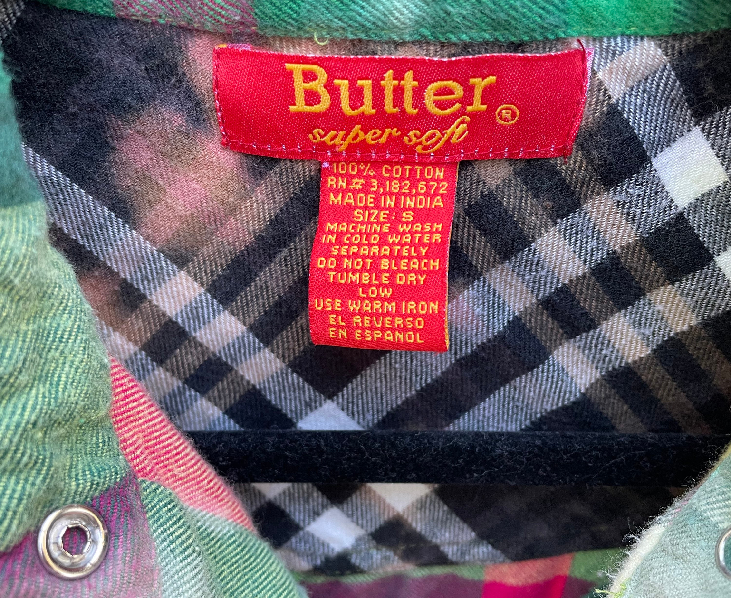 Bleached Flannel Shirt, Size S, Butter, Dip Dyed Flannel, Plaid Shirt ...