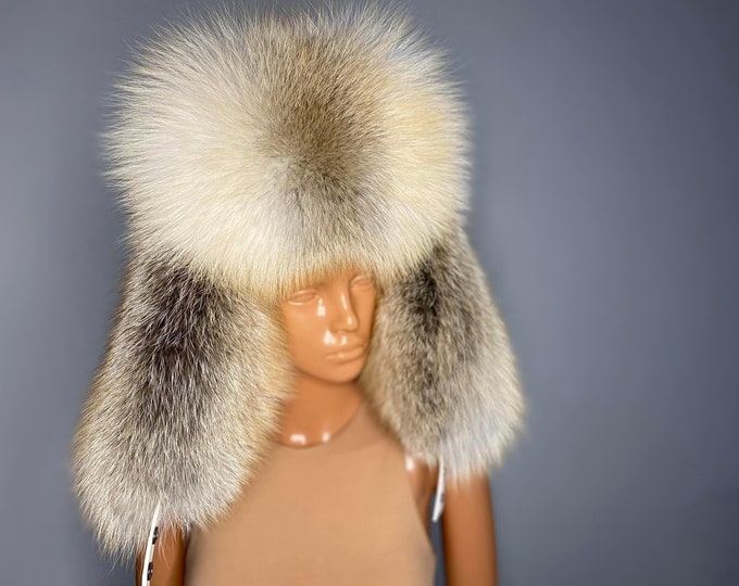 Golden Island Fox Fur Trapper Hat (adjustable) (saga Furs) - Etsy