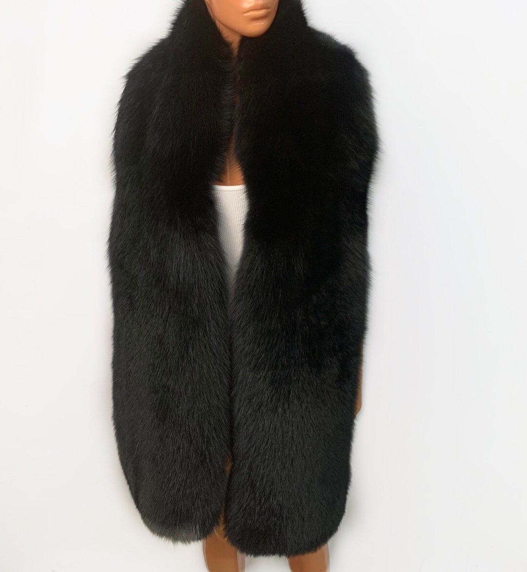 Blue Fox Fur Double Side Stole/shawl in Black (saga Furs) (unisex) - Etsy