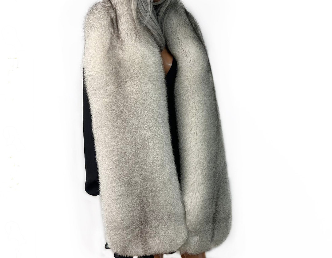 Blue Fox Double Side Fur Stole (saga Furs) 200x30cm - Etsy