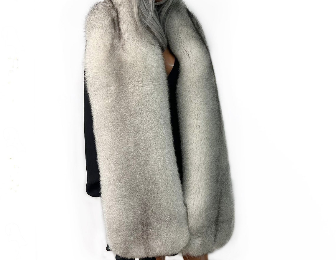 Blue Fox Double Side Fur Stole saga Furs 200x30cm - Etsy