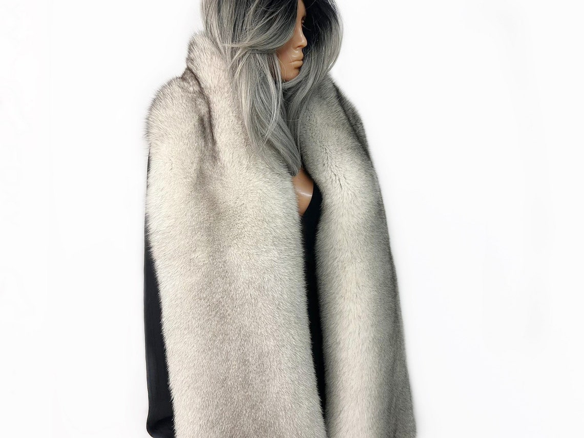 Blue Fox Double Side Fur Stole saga Furs 200x30cm - Etsy