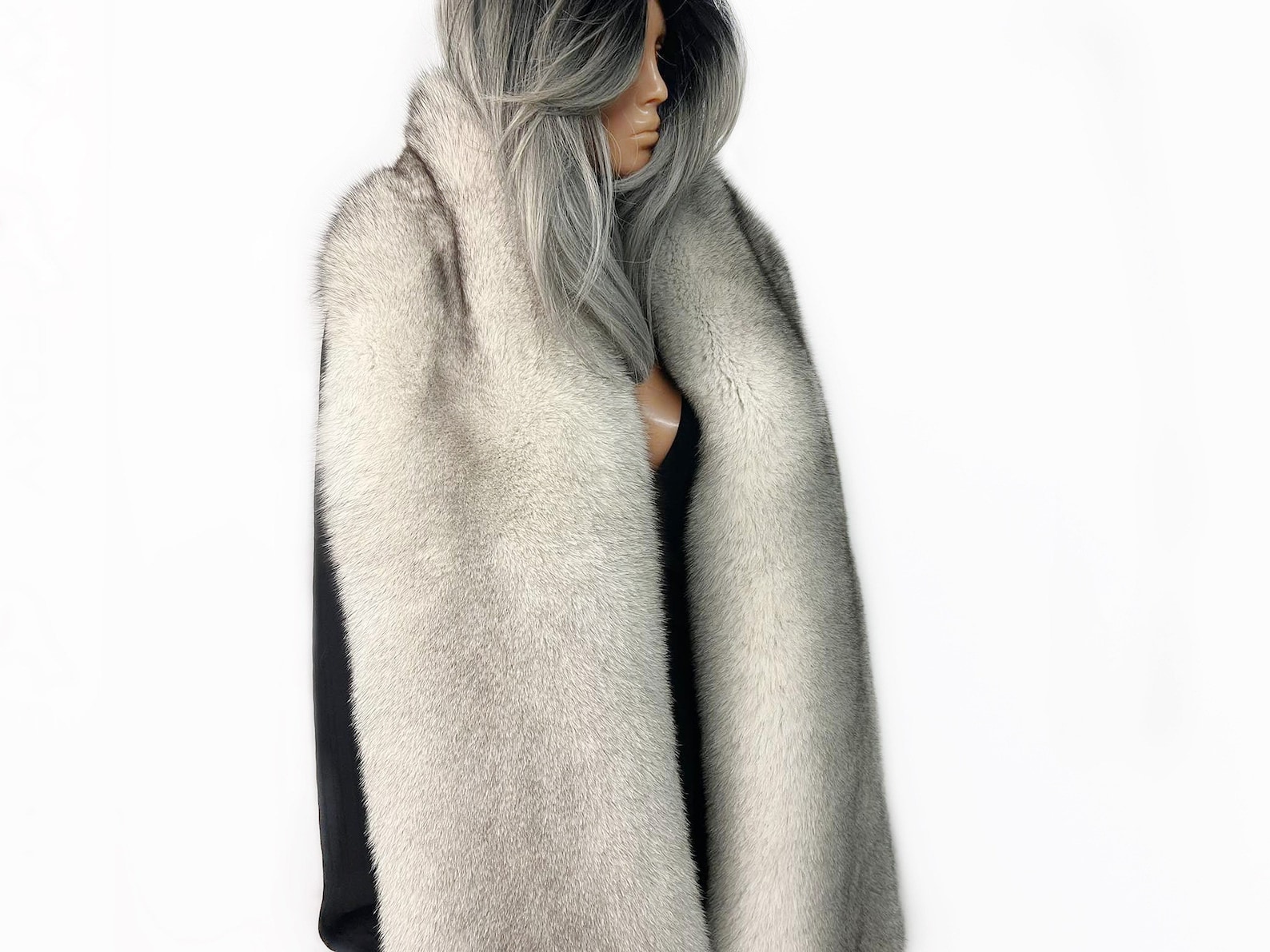 Blue Fox Double Side Fur Stole saga Furs 200x30cm - Etsy