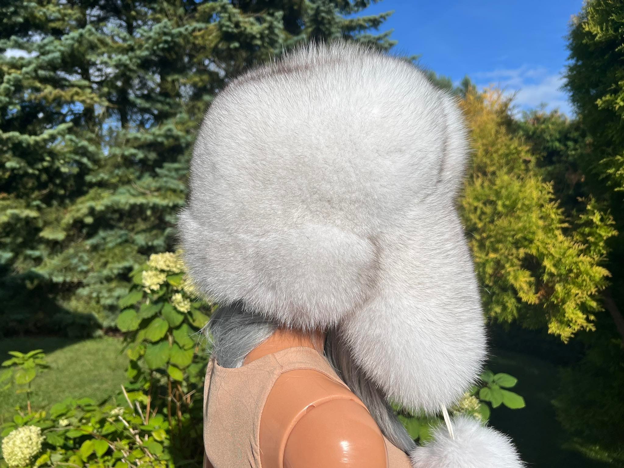 Blue Fox Fur Ushanka Trapper Hat adjustable saga Furs - Etsy