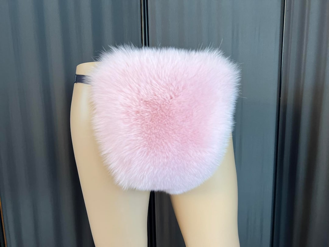 Fox Fur Panties With Pocket Inside Double Side Shadow Blue Fox in Pink (saga Furs) - Etsy