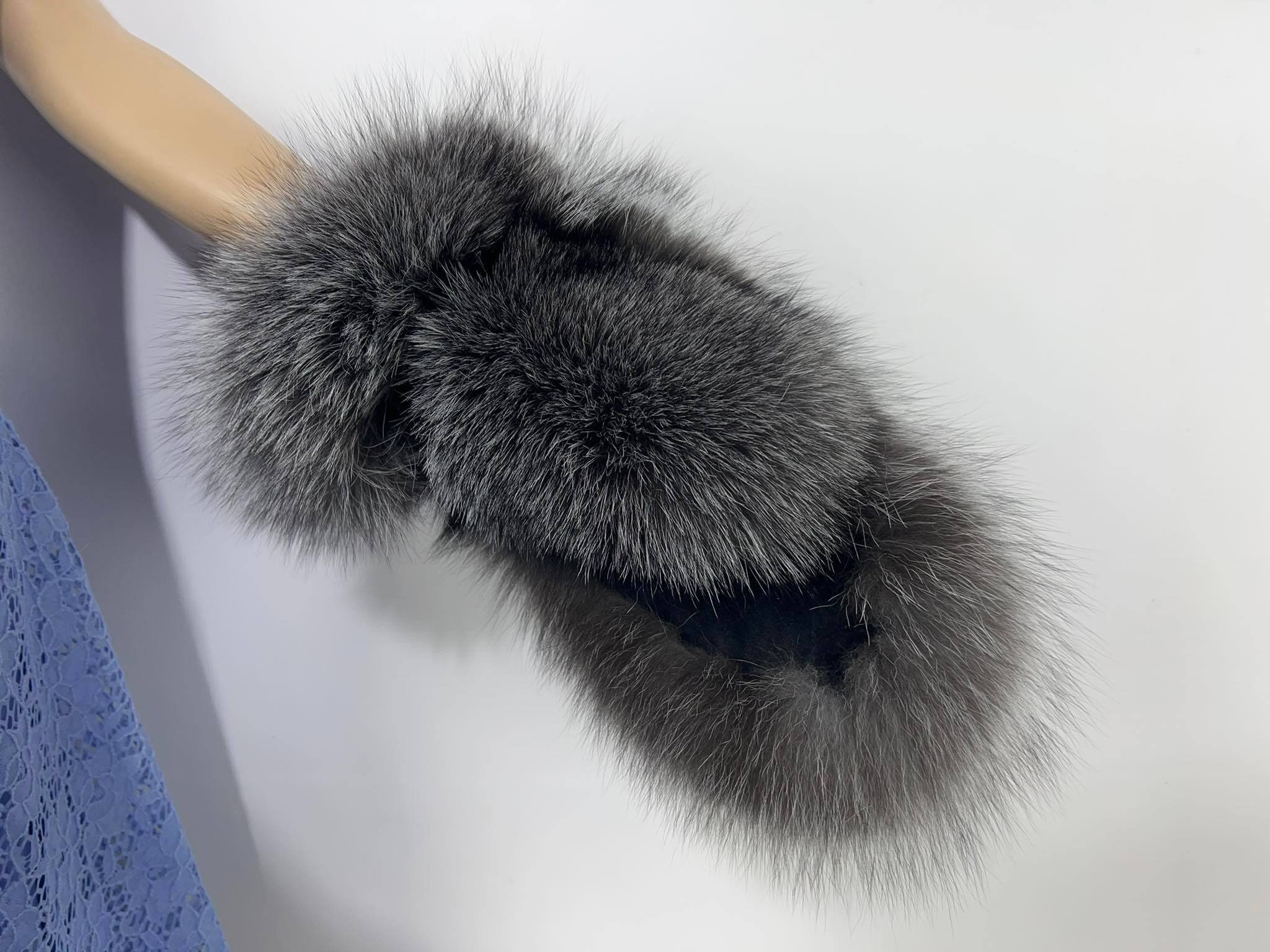 Silver Fox Fur Mittens With Wool Lining saga Furs custom - Etsy