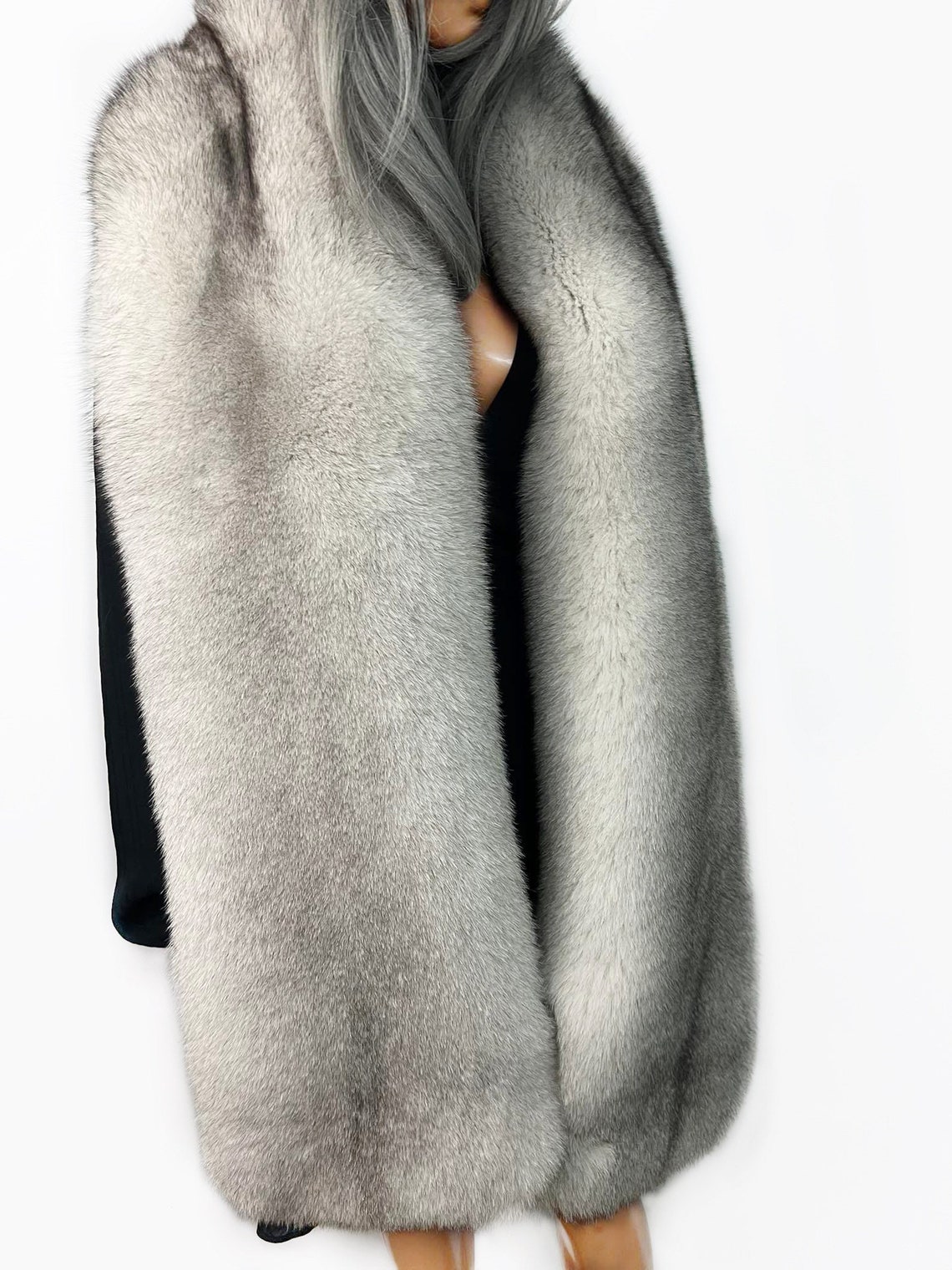 Blue Fox Double Side Fur Stole (saga Furs) 200x30cm - Etsy