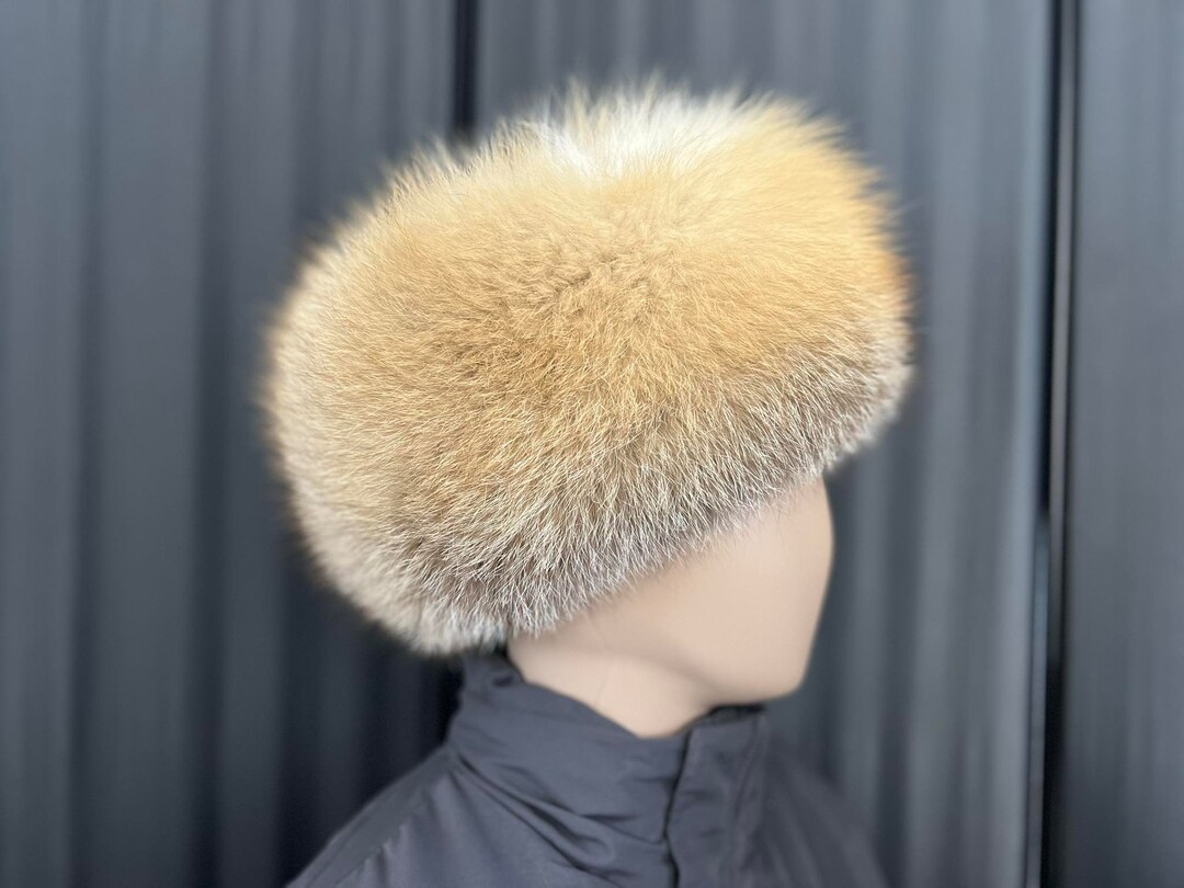 Elegant Golden Island Fox Fur Roller Hat Unisex From Saga Furs - Etsy