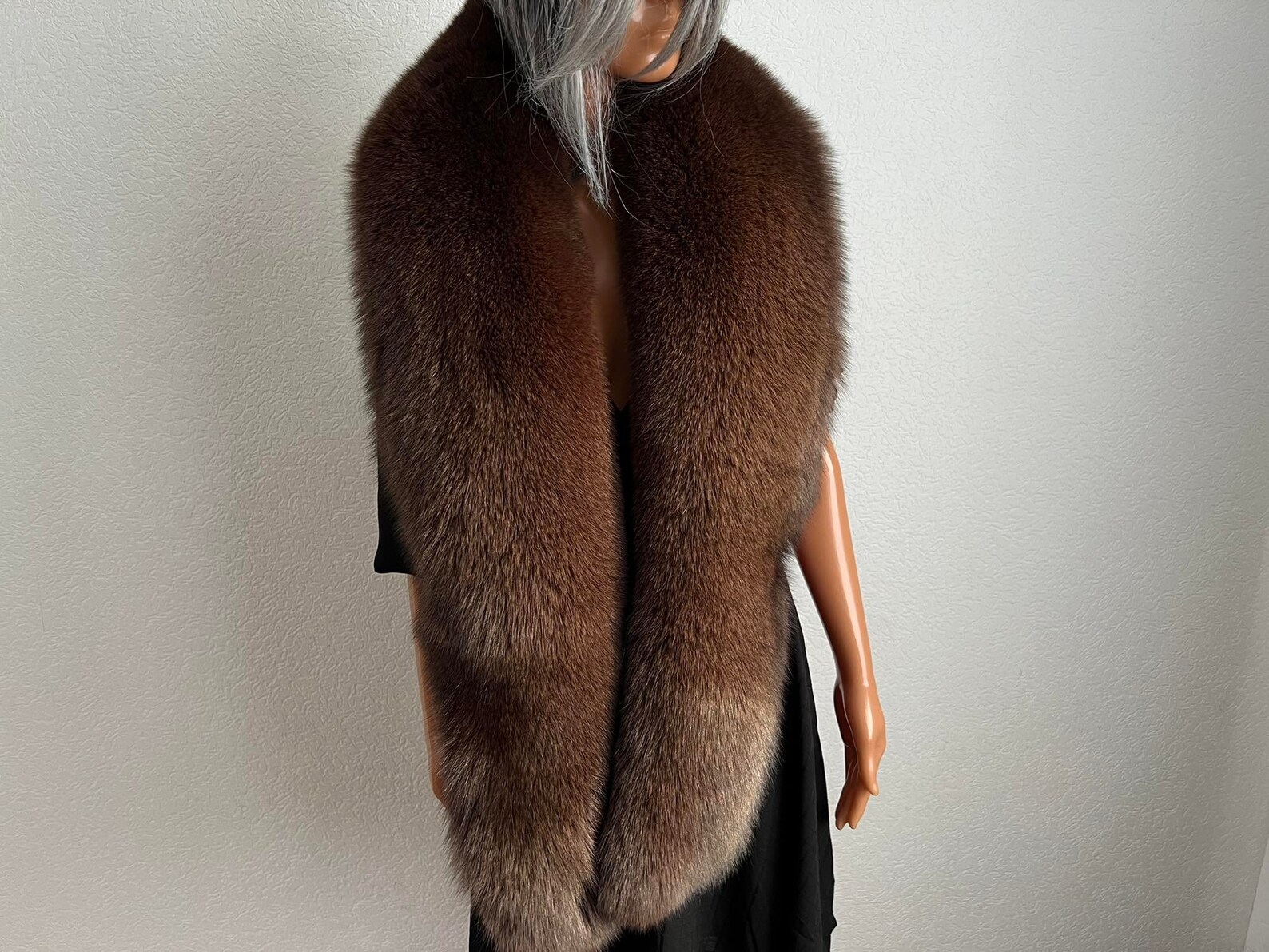 Shadow Blue Fox Fur Dark Brown Stole saga Furs Unisex | Etsy