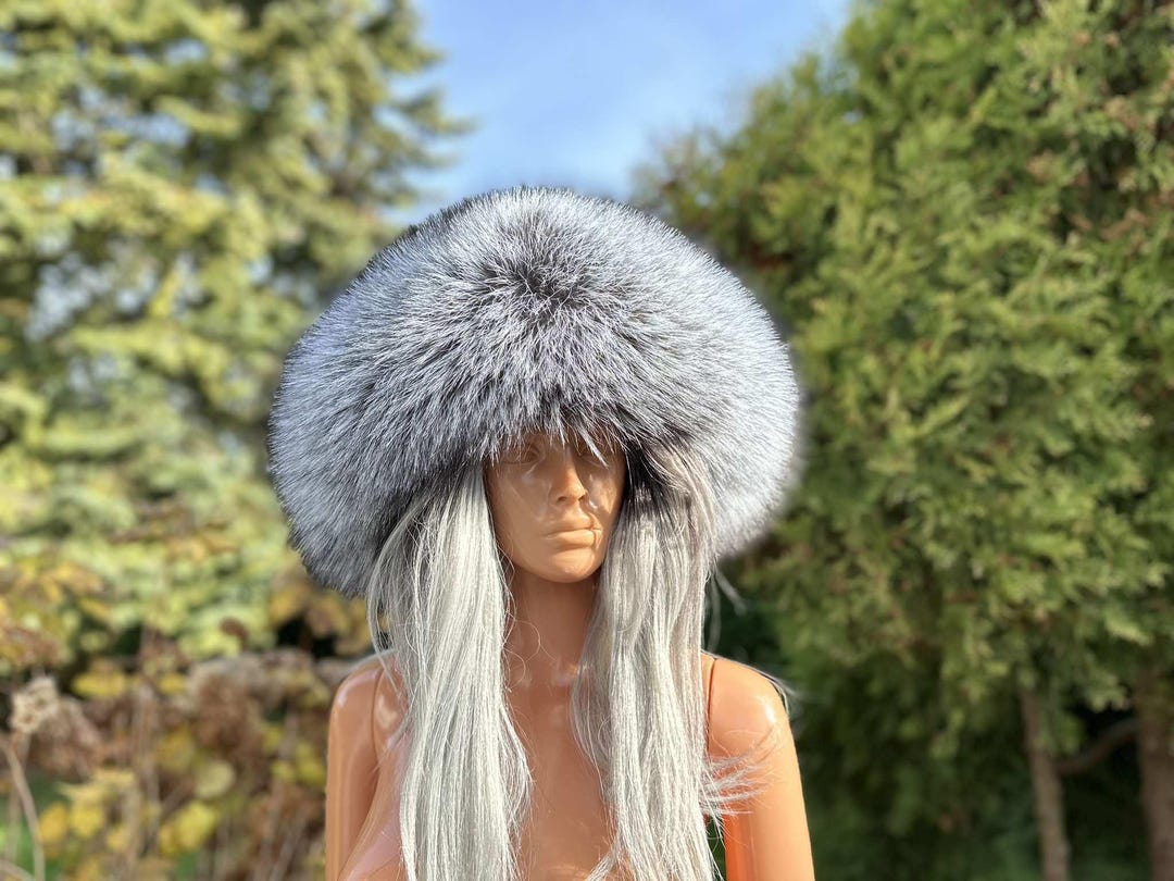 Luxurious Silver Fox Fur Oversized Round Hat – Unisex From Saga Furs - Etsy